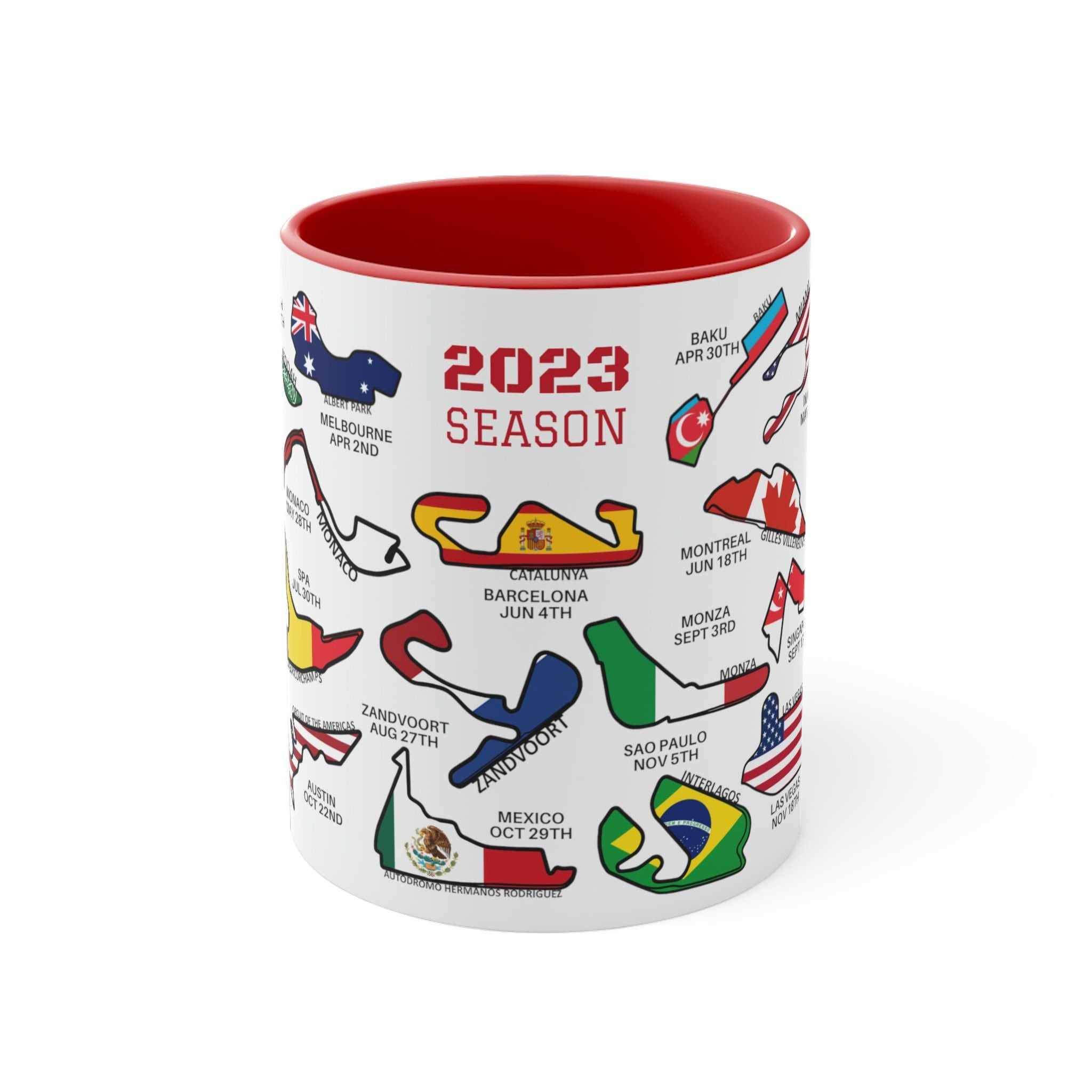 Exclusive Formula 1 2023 Race Tracks Ceramic Mug with Country Flags and ...