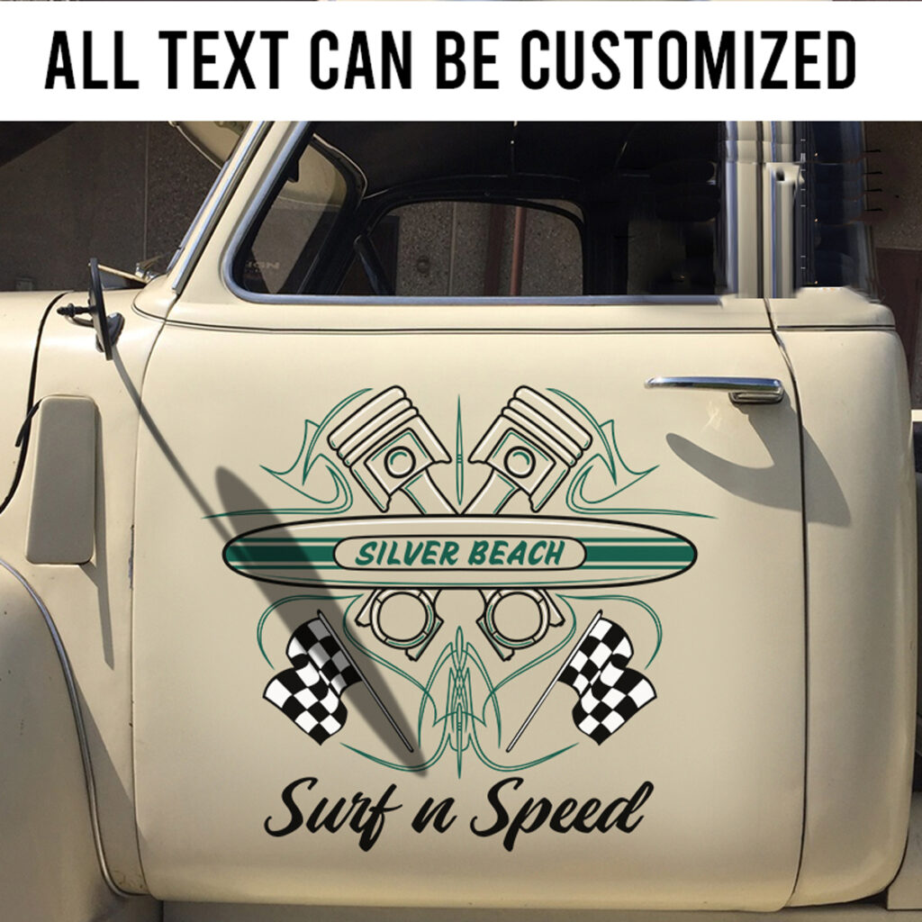 Hot Rod Stickers Personalized Piston Pinstriping And Checker Flag ...