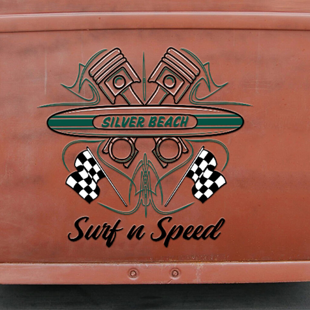 Hot Rod Stickers Personalized Piston Pinstriping And Checker Flag ...